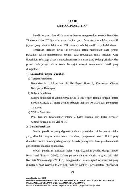 PDF BAB III METODE PENELITIAN Repository Upi Edurepository Upi Edu