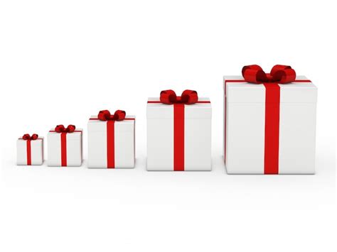 Weiße Geschenk Boxen mit roter Schleife bestellt Kostenlose Foto