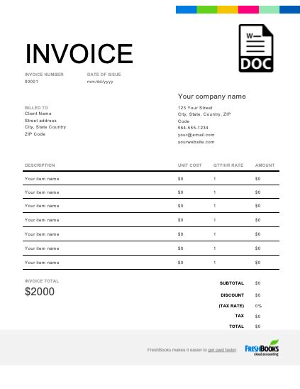 Microsoft Word Invoice Template Australia Free Word Template