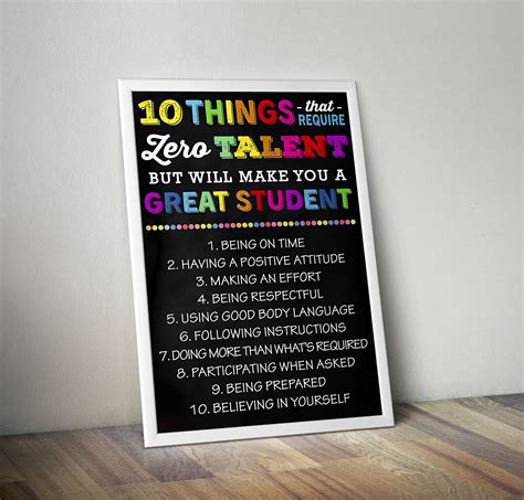 10 Things That Require Zero Talent Poster Back To School Etsy