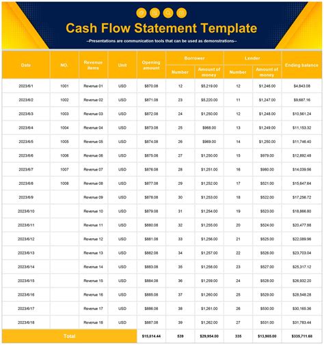 Excel Of Cash Flow Statement Template Xlsx Wps Free Templates