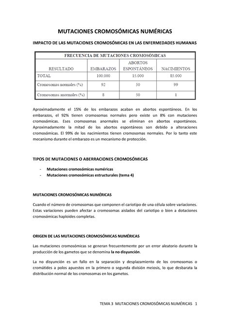 3 MUTACIONES CROMOSÓMICAS NUMÉRICAS MUTACIONES IMPACTO DE LAS