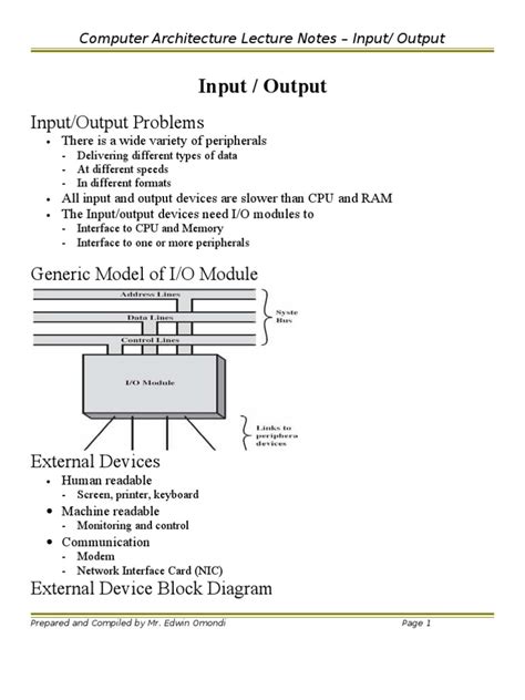 computer architecture lecture notes input output pdf input output central processing unit