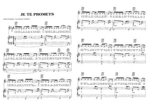 Je Te Promets Johnny Hallyday Partition Sheet Music The