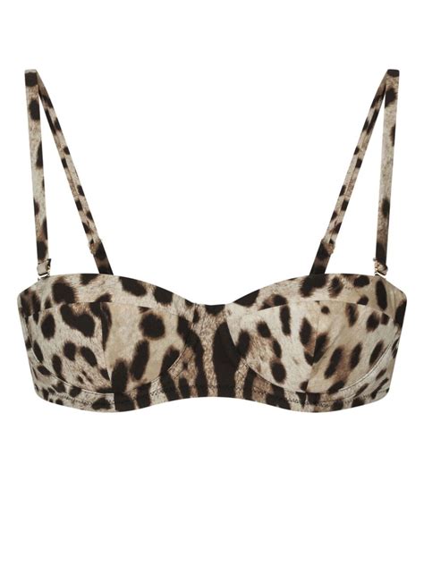 Dolce Gabbana Leopard Print Balconette Bikini Top Neutrals FARFETCH
