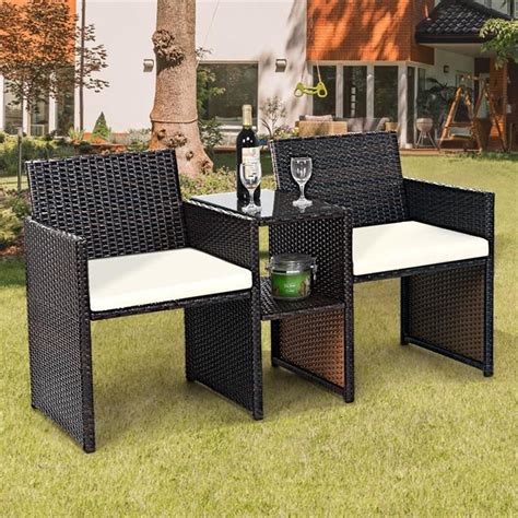 The Modern Adesina Rattan Two Seat Sofa Set With A Conjoining Middle