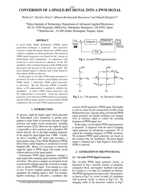conversion of a single bit signal into a pwm signal pdf signal to noise ratio sampling