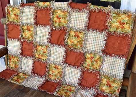 Finished New Handmade Reversible Fall Leaves Autumn Rag Quilt Etsy