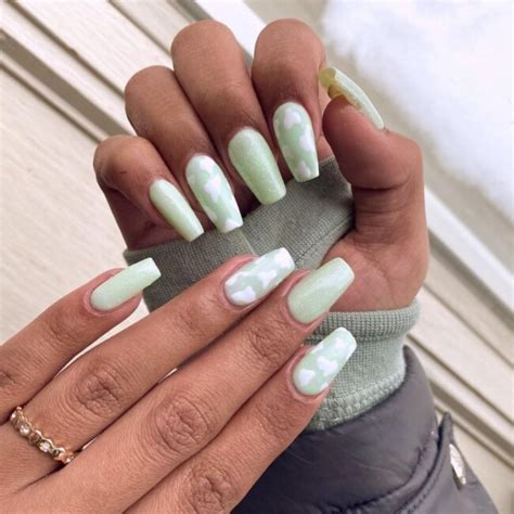 Most Stylish Sage Green Nail Designs Sage Cow Print Sage Nails
