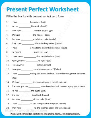Present Perfect Progressive Verb Tense ESL Worksheet By
