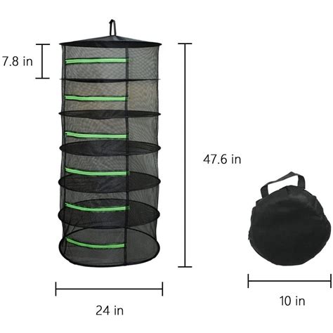 Cesta Secagem Rede Cultivo Ervas 6 Camadas 120cm Altura Ziper