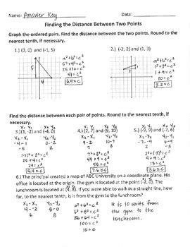 Distance Between Two Points Worksheet With Answers Support Worksheet