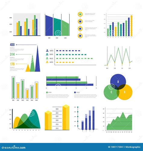 Set Of Color Infographic Elements Vector Diagrams And Graphs Statistics Of Data Stock Vector