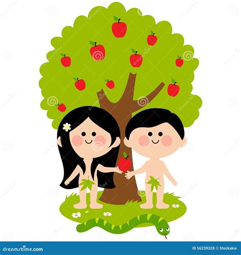 Adán y Eva ilustración del vector Ilustración de fruta 56239328