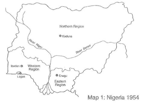 An Historical Map Of Nigeria Showing Three Federal Regions Created By
