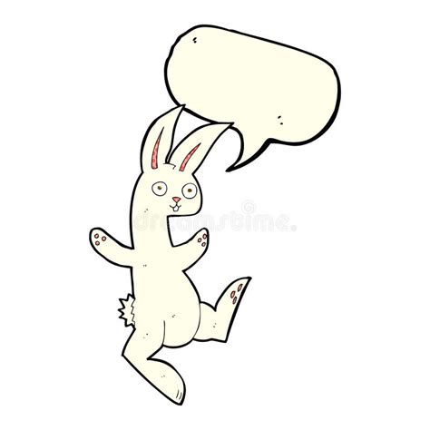 Coelho Branco Dos Desenhos Animados Engraçados Bolha Do Discurso