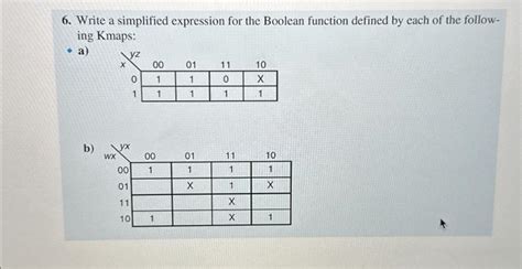 solved 6 write a simplified expression for the boolean