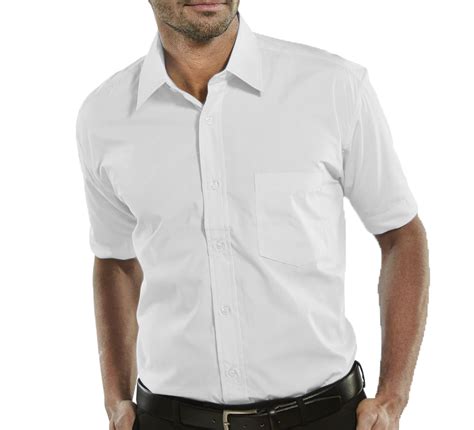 Camisa Social Masculina Branca De Manga Curta Bom Pano Camisaria