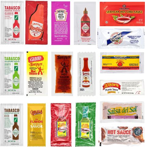 Amazon Hot Sauce Packet Variety 180 18 Flavors Grocery