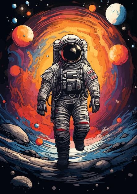 Uma ilustração de um astronauta no espaço Vetor Premium