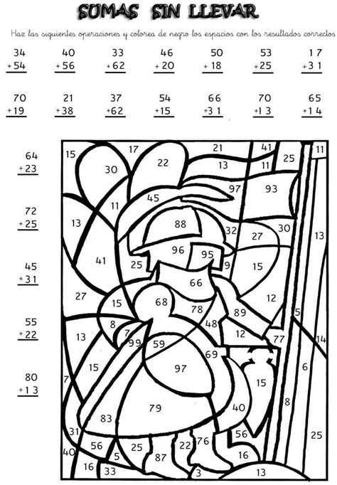 Resultado De Imagen De Sumas Y Restas Colorear Sumas Con Llevadas