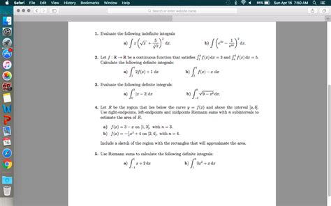 solved evaluate the following indefinite integrals a