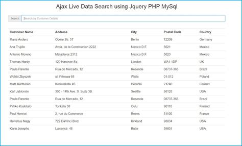 how to implement ajax live search with php and mysql