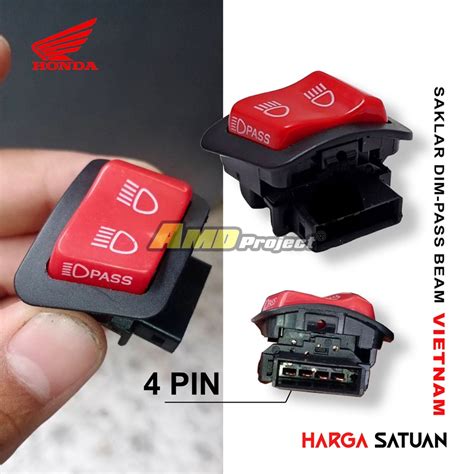 Jual S006 Saklar Tombol Pass Beam Switch Lampu Tembak Pas Dim Led Motor
