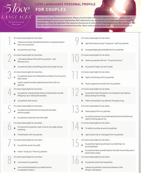 Love Languages Worksheet Mentally Fit Pro