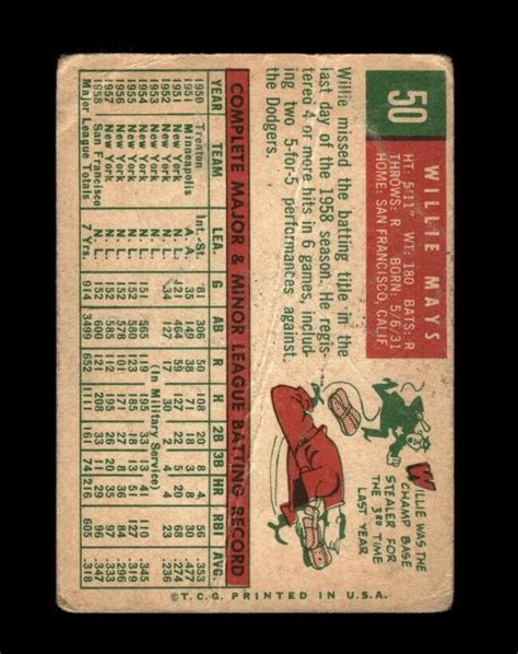 Topps Set Break Willie Mays Low Grade Crease Gmcards Ebay