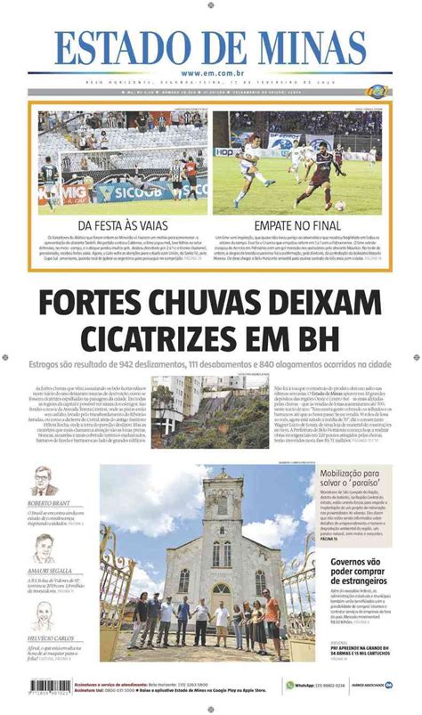 Confira A Capa Do Jornal Estado De Minas Do Dia 17 02 2020