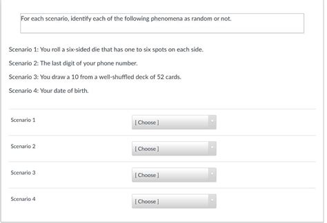 solved for each scenario identify each of the following