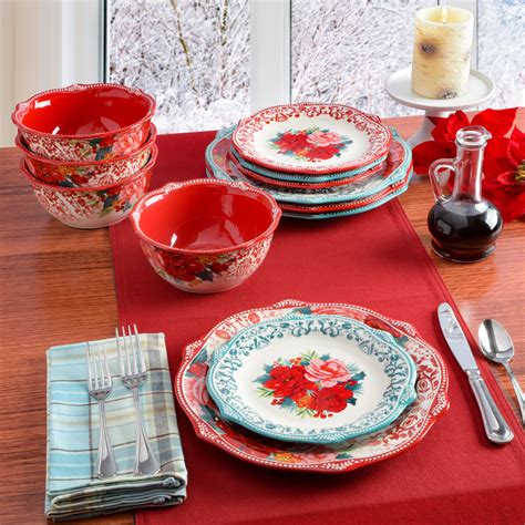 The Pioneer Woman Wishful Winter 12 Piece Ceramic Holiday Dinnerware