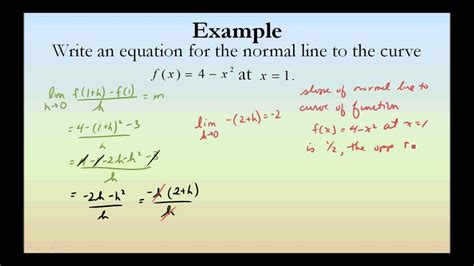 equations of tangent and normal lines at a given point youtube