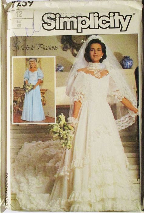 1980s Vintage Sewing Pattern Simplicity 7259 Bride Bridesmaids Dress