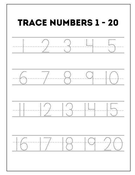 Engaging Tracing Numbers Worksheets 1 20 For Early Learners