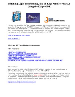 Fillable Online Tutorial On How To Install And Run Java On Lego