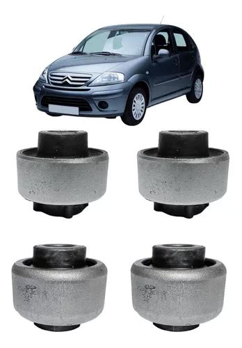 Kit 4 Buchas Bandeja Balança Diant Citroen C3 2003 A 2013
