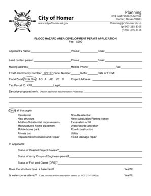 Fillable Online Flood Hazard Appplicationdocx Fax Email Print Pdffiller