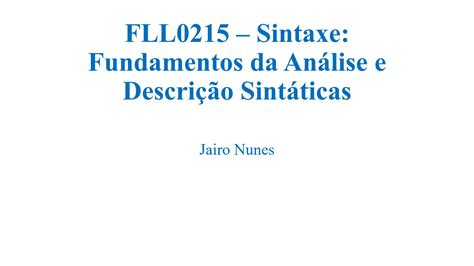 E Aulas Da Usp Sintaxe Aula