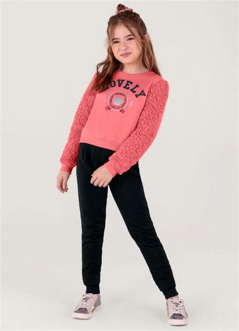 Conjunto Infantil Menina Rosa Brandili
