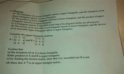 solved b triang of a lower triangular matrix is upper