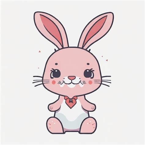 Ilustración de diseño de vector de dibujos animados lindo conejo