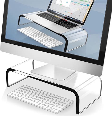 Budstfee Acrylic Monitor Stand Clear Monitor Riser With Sturdy Platform
