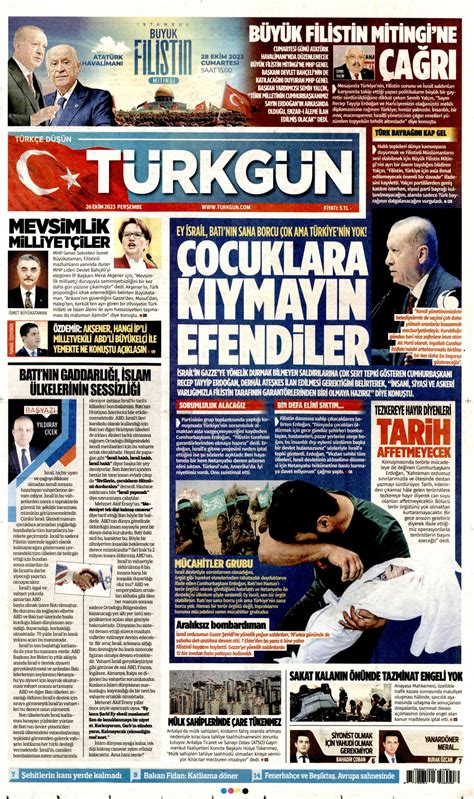 Türkgün Gazetesi Türkgün Manşet Oku Haberler 26 Ekim 2023