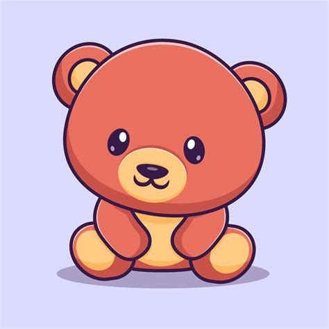 Lindo bebé oso sentado ilustración de icono vectorial de dibujos