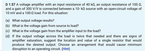 Solved D A Voltage Amplifier With An Input Resistance Chegg