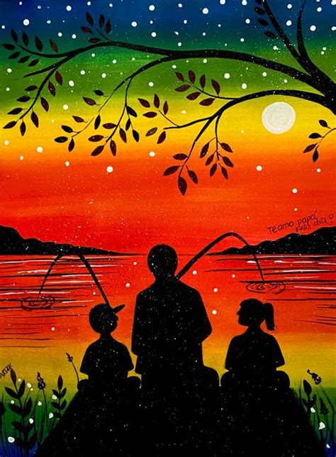 Como dibujar y pintar un paisaje de padre e hijos con pintura acrílica