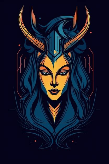 Premium Ai Image A Woman With Horns And A Horned Head On Her Head