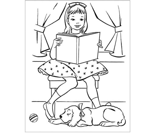 Coloriage Petite Fille Lit Le Livre T L Charger Et Imprimer Gratuit
